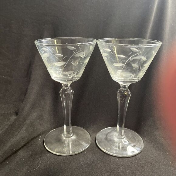 Dining | Vintage Etched Sherry Glasses Set Of Two T65 | Poshmark